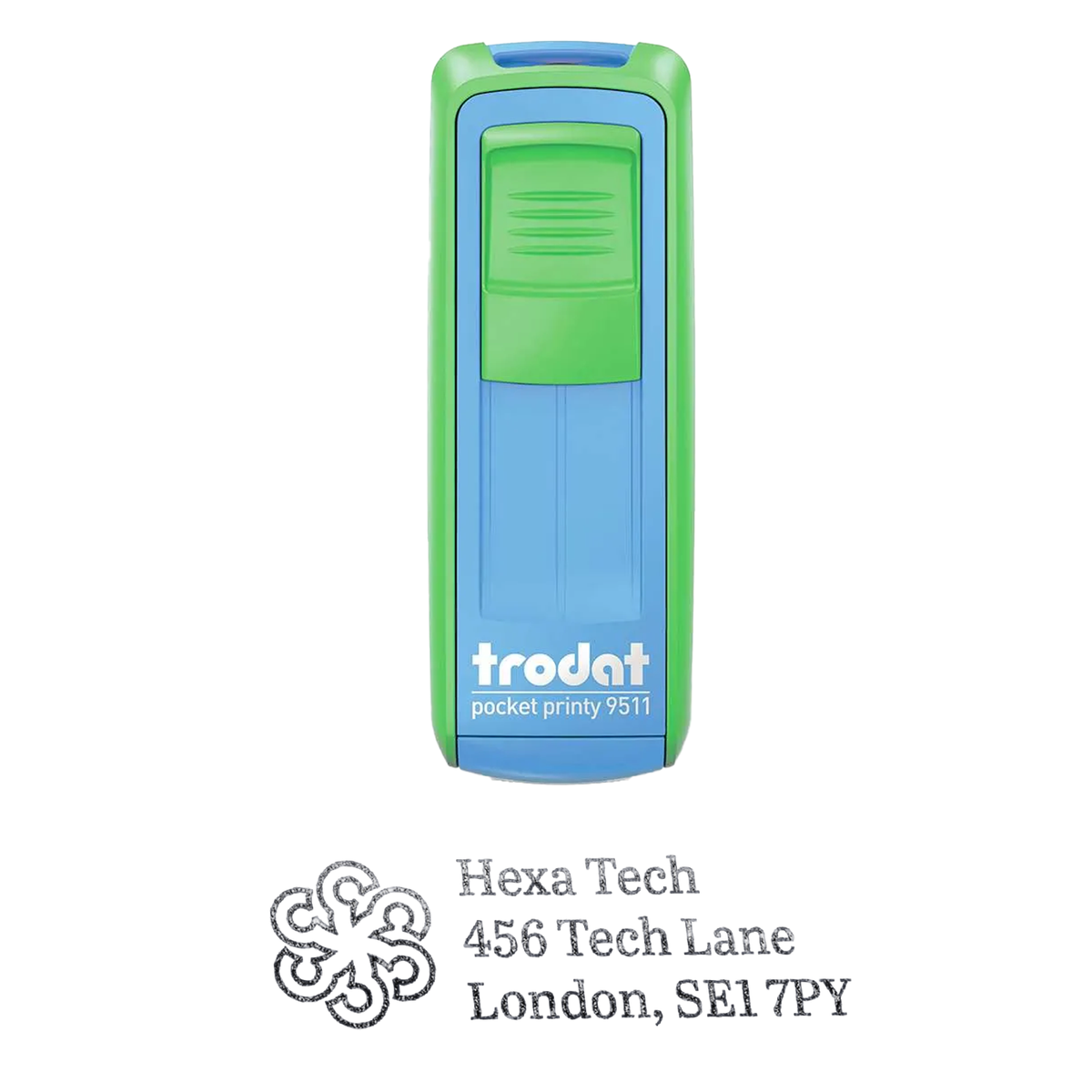 Trodat Printy 9511 Pocket Stamp | 3 Line Text & Logo Rubber Stamp | 38 – Stamp Design 4U