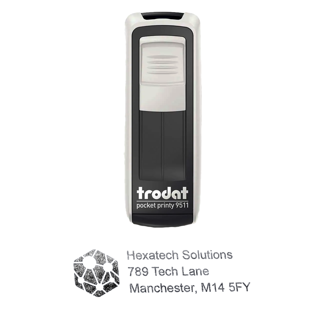 Trodat Printy 9511 Pocket Stamp | 3 Line Text & Logo Rubber Stamp | 38 – Stamp Design 4U
