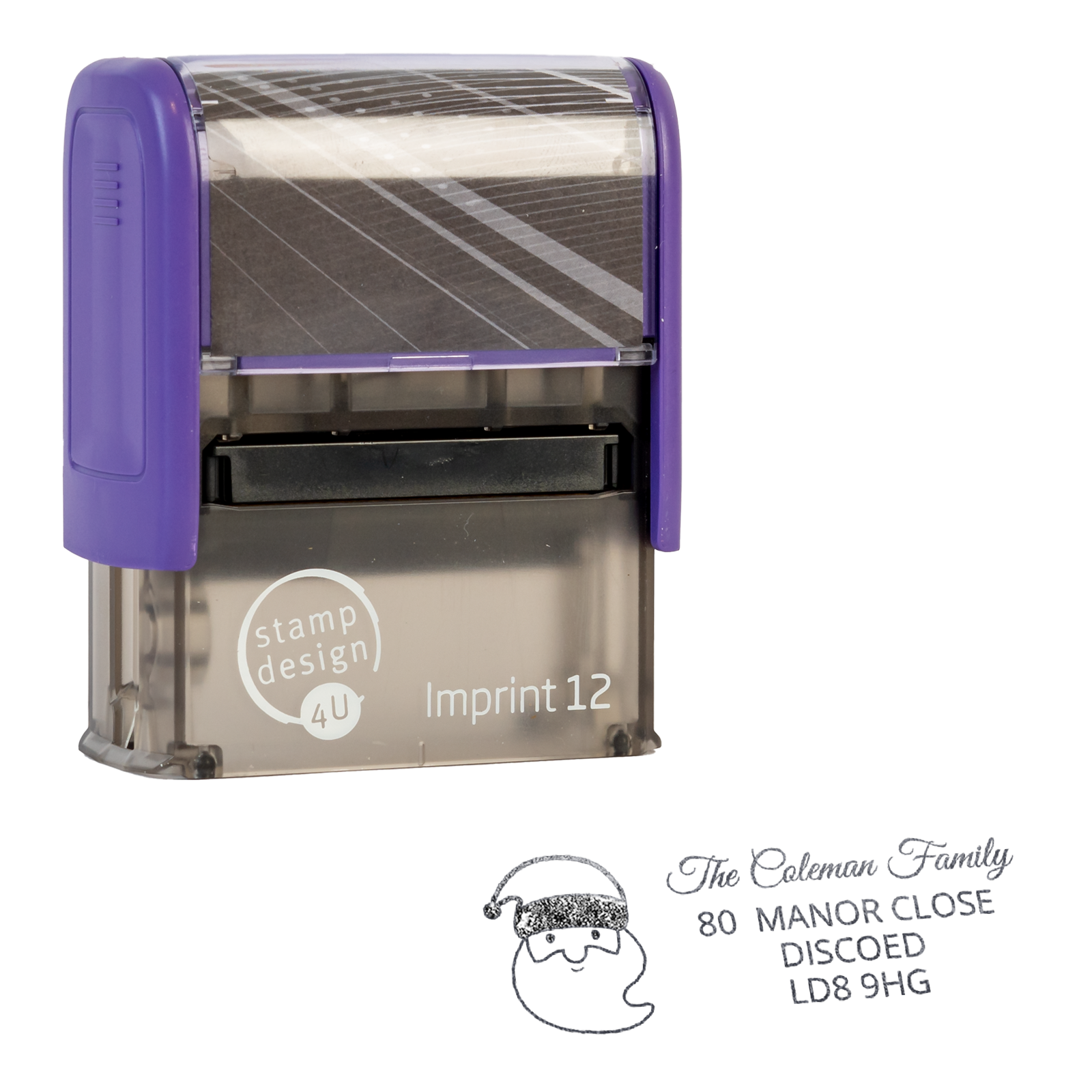 SD4U Imprint 12 | Santa Address Christmas Rubber Stamp | 47 x 17mm ...